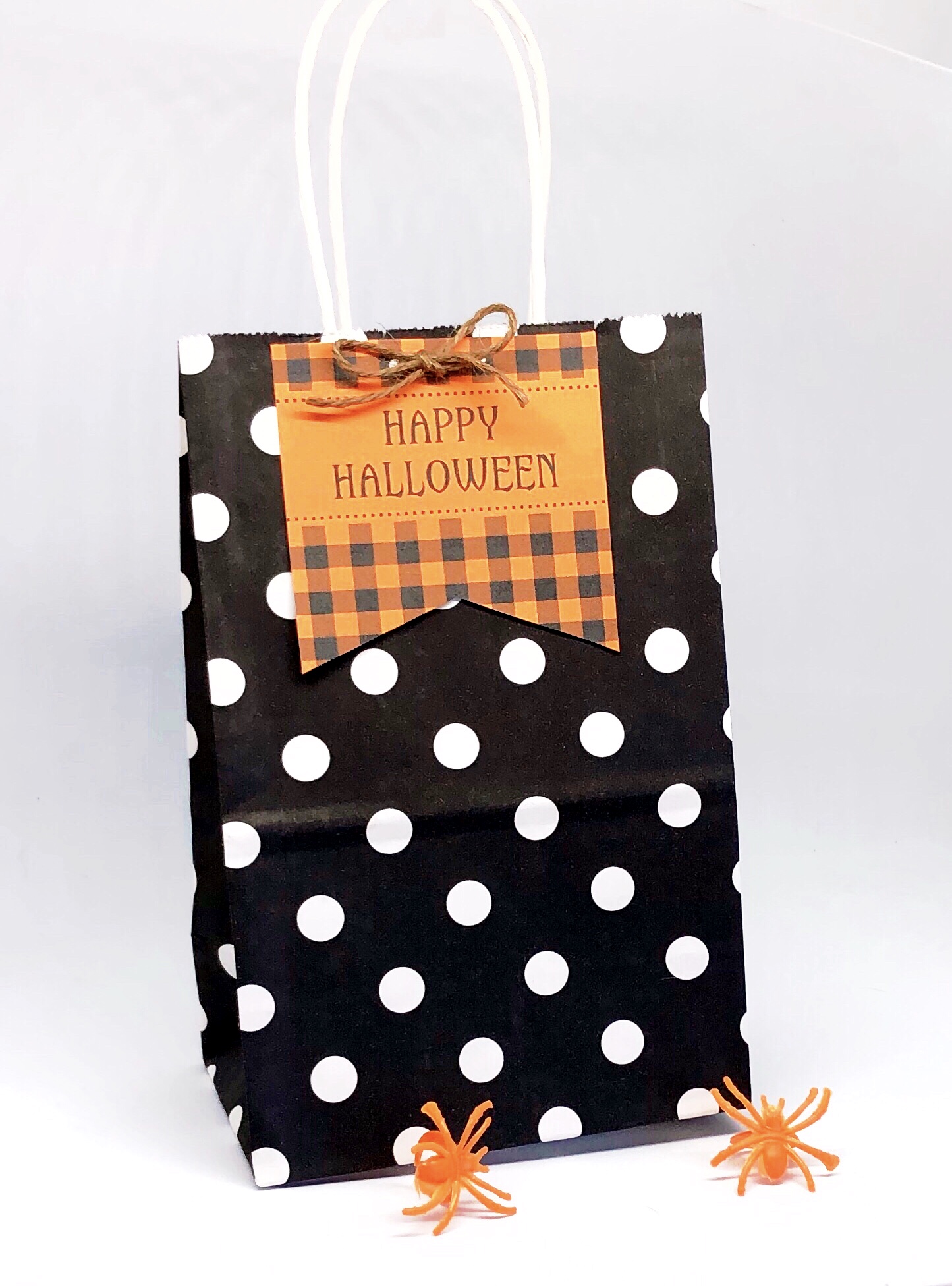 Buffalo Check Happy Halloween Gift Tags | Instant Download