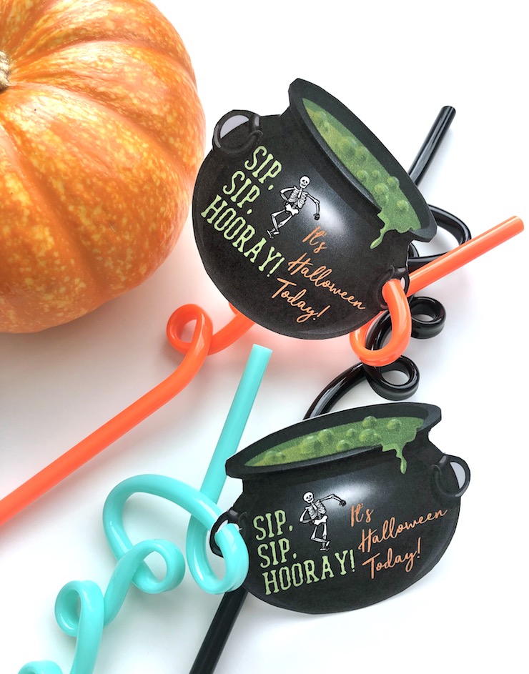 Halloween Silly Straw Favor Tags - Instant Download