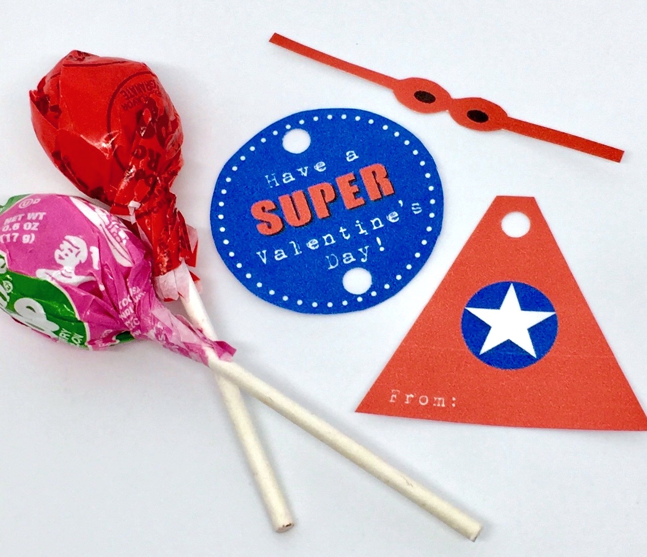 Printable Super Hero Lollipop Valentine | Instant Download